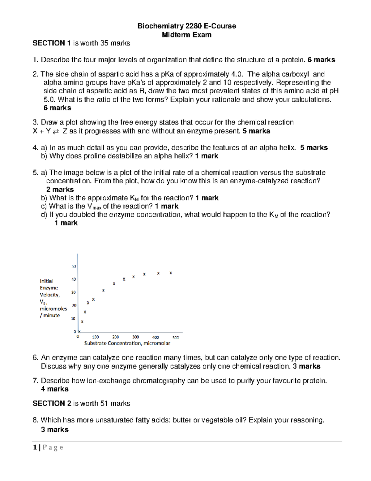 Midterm 20 2019, questions - 1 | Page Biochemistry 2280 E-Course ...