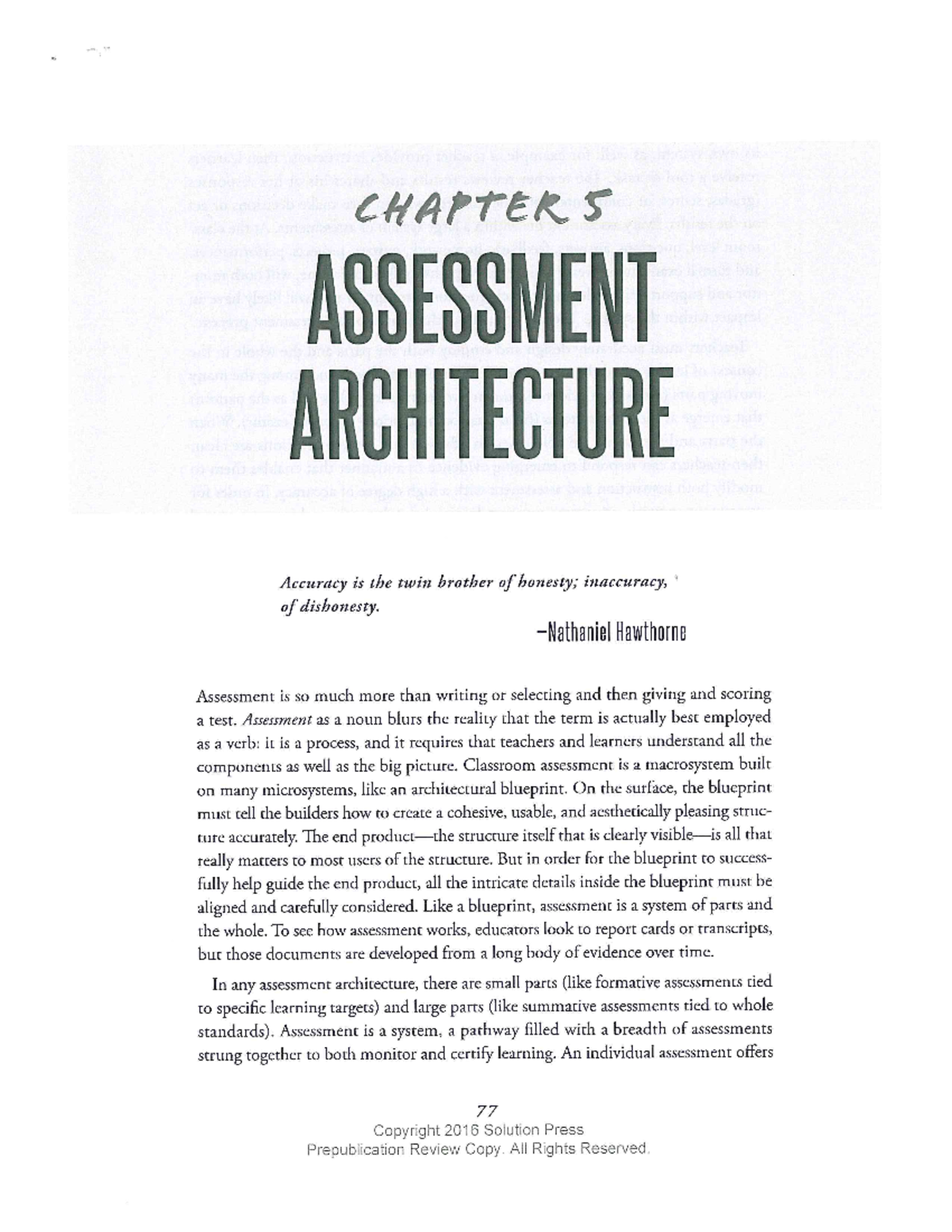Assessment Architecture Chapter from Essential Assessment - EDUC 201 - Studocu