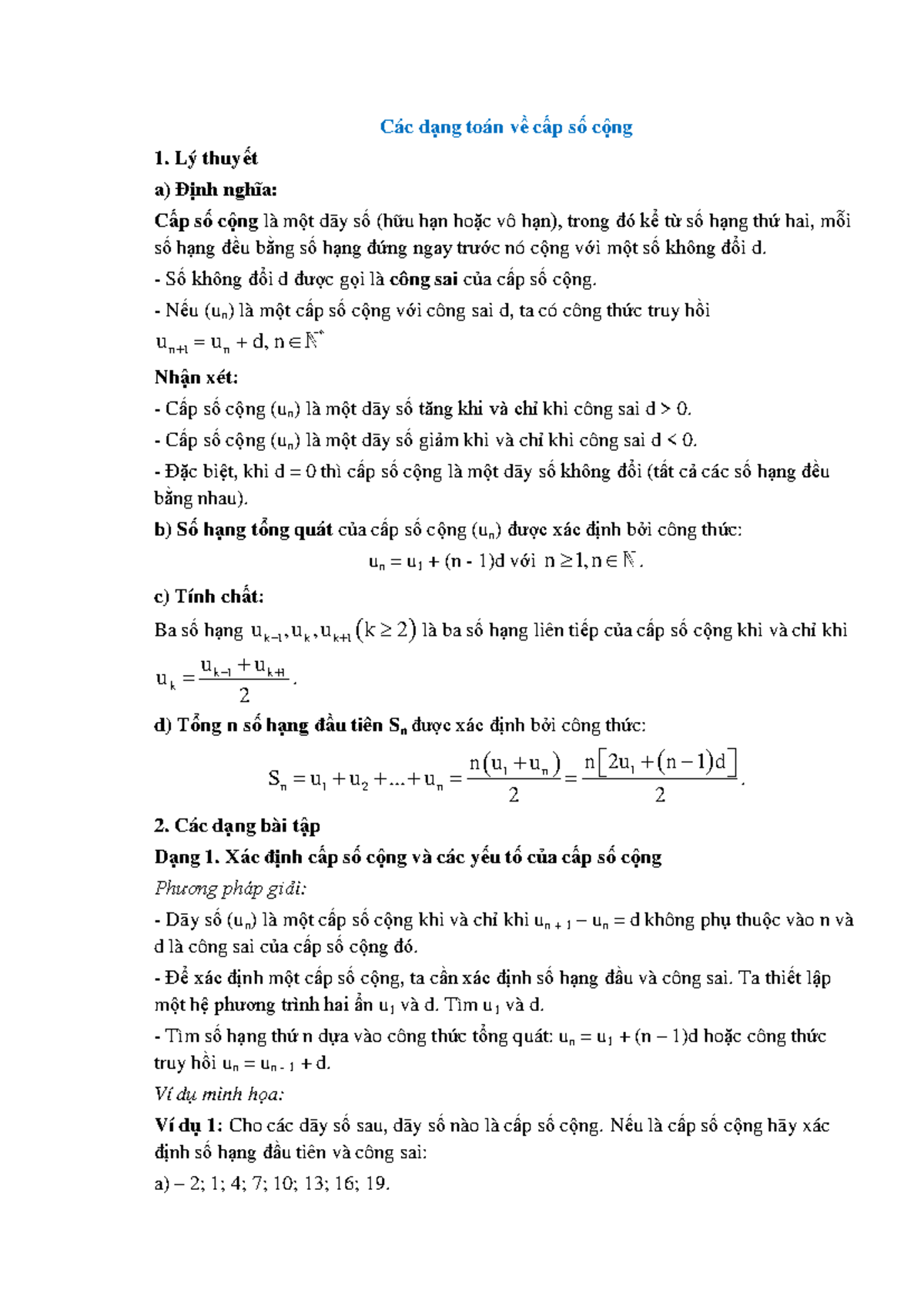 Cap so cong va cach giai cac dang bai tap toan lop 11 - Các dạng toán ...