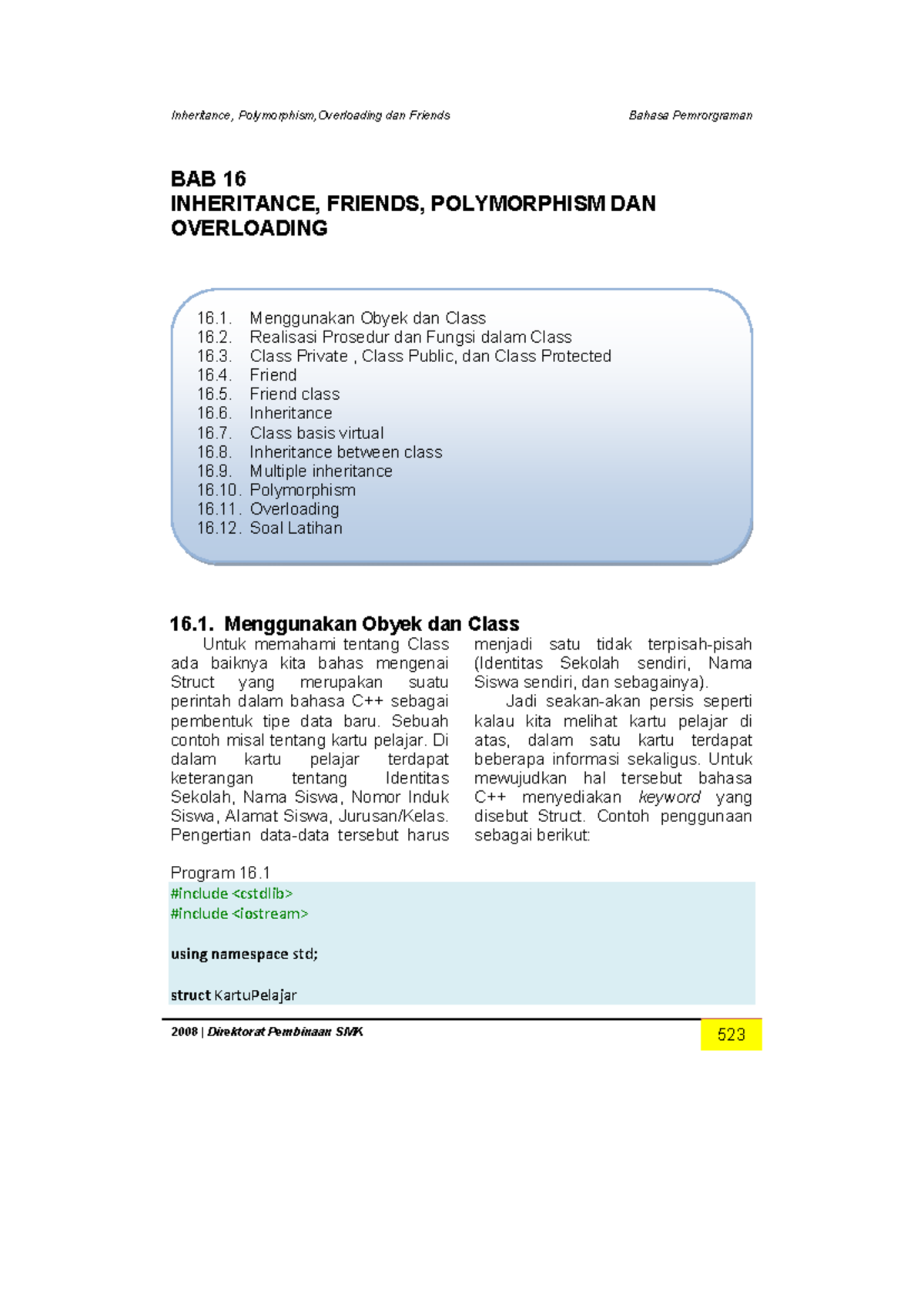 Bab 16 Pemrograman Komputer - Inheritance, Polymorphism,Overloading dan ...