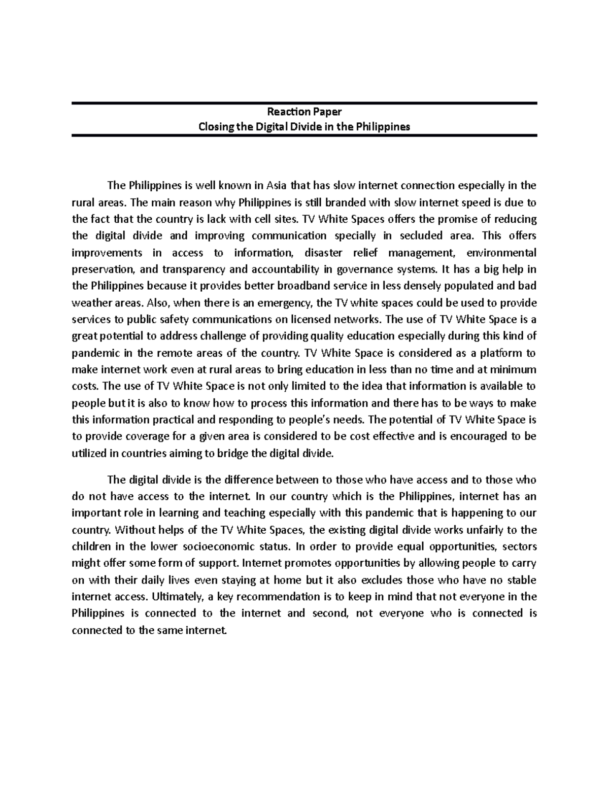 Closing the Digital Divide in the Philippines - Human Relations 1 ...