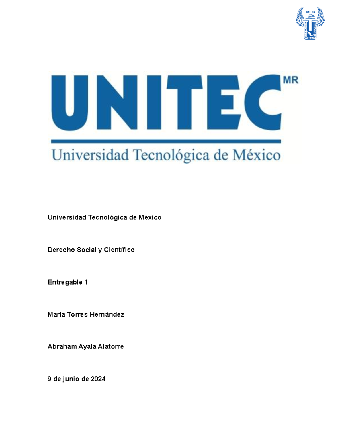 Torres Marla Entregable 01 - Universidad Tecnológica de México Derecho ...