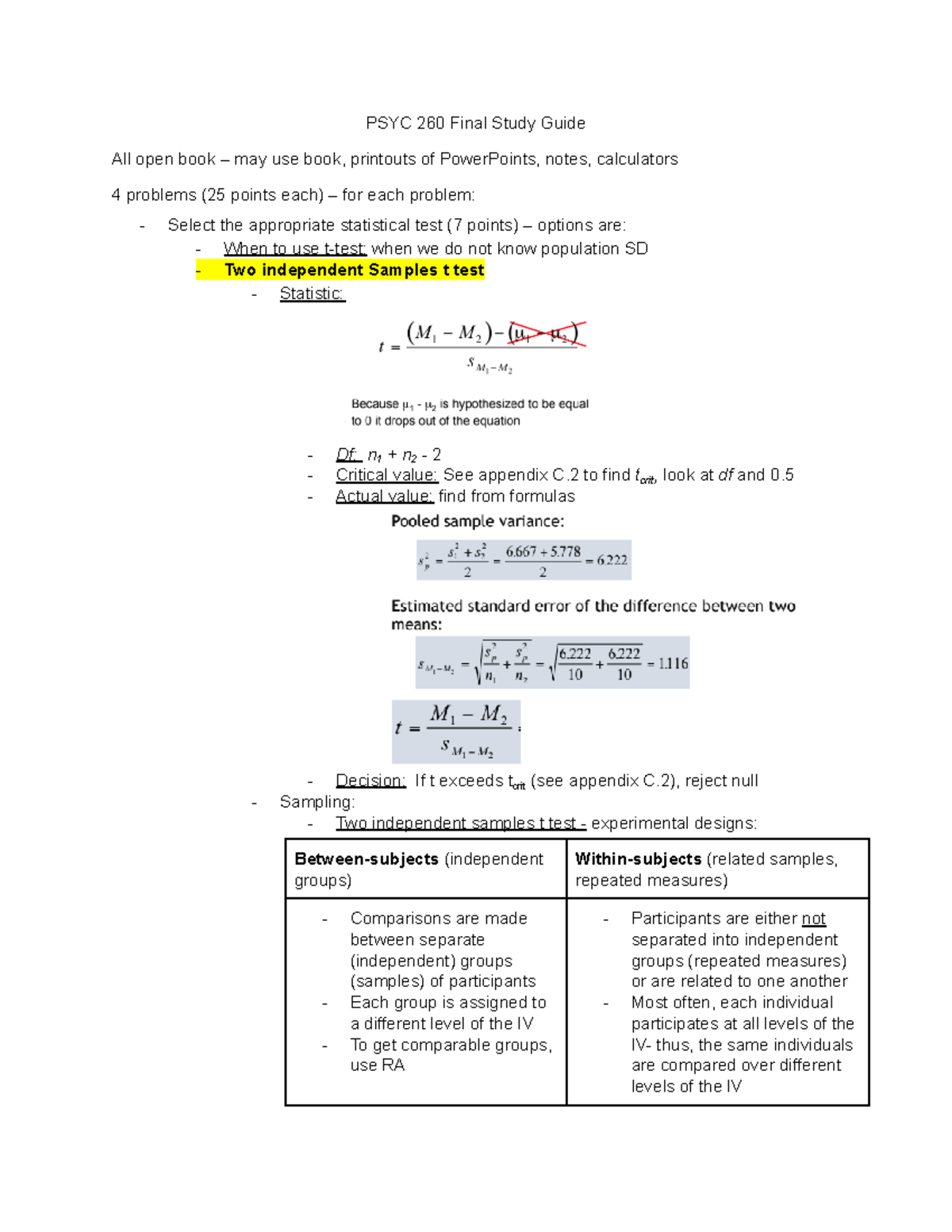 Research Methods Notes on Research Design - PSYC 260 Final Study Guide ...