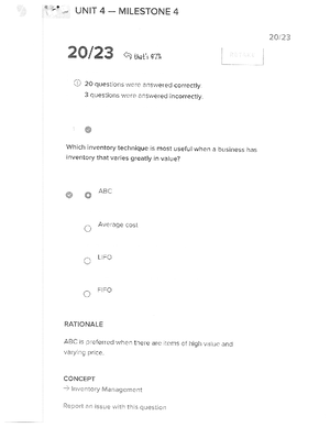 Milestone 1 - practice test - UNIT 1 MILESTONE 1 i This Milestone has ...