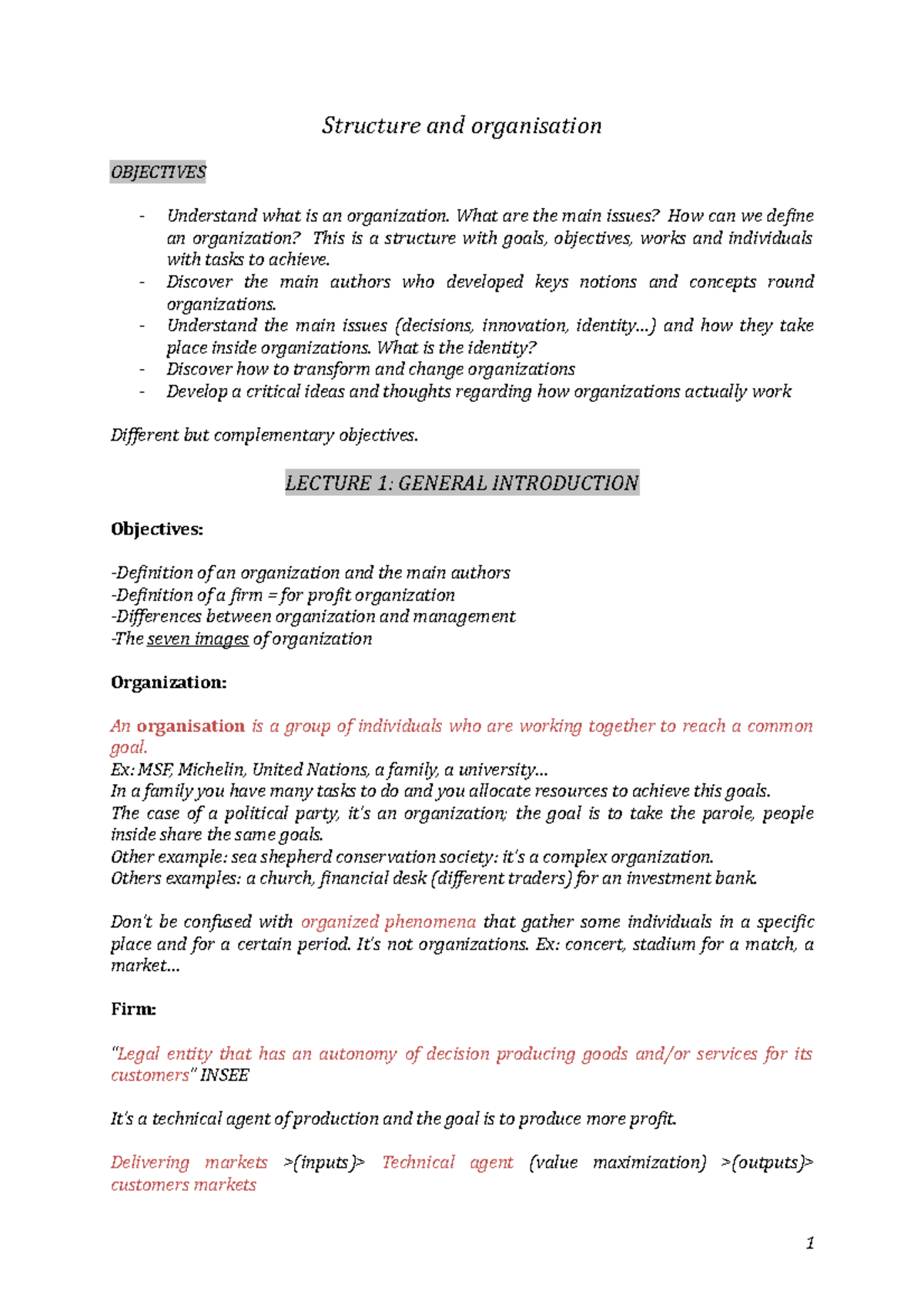 Structure-and-organisations - Structure and organisation OBJECTIVES ...