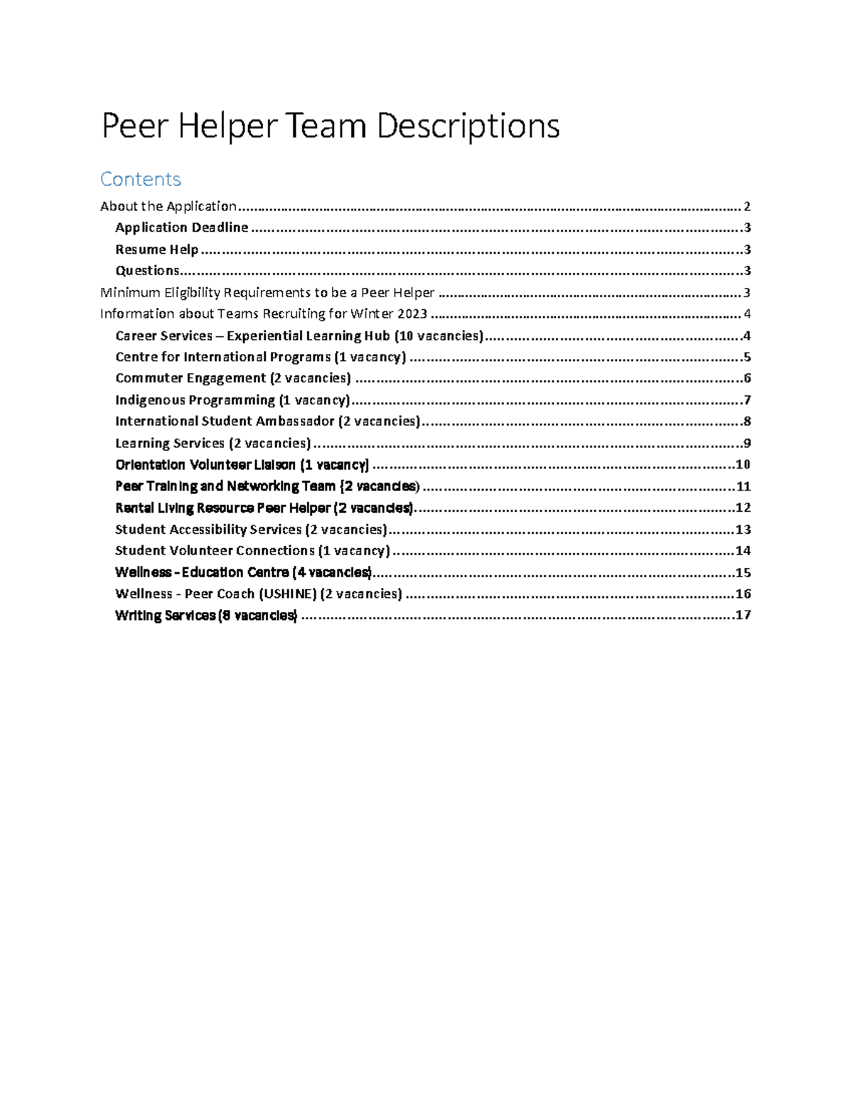 F22 for W23 Peer Helper Application Information Package - Peer Helper ...