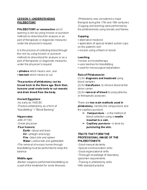 PMLS 2 (lab) transes - PMLS 2 – LABORATORY SAFETY IN PHLEBOTOMY AND ...