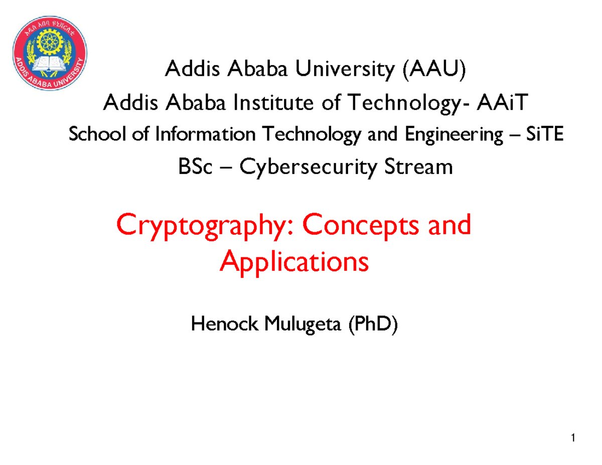 Chapter 1 - Artificial intelligence - Cryptography: Concepts and Applications Henock Mulugeta ...