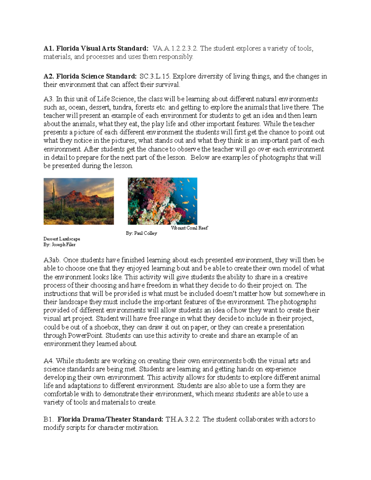 DZP2 - lesson plan - A1. Florida Visual Arts Standard: VA.A.1.2.2.3 ...