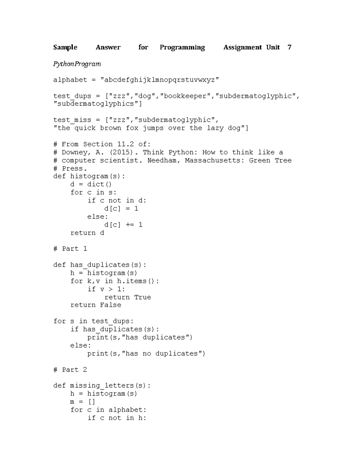 Unit 7 PA Solution Update - Sample Answer for Programming Assignment Unit 7 PythonProgram ...