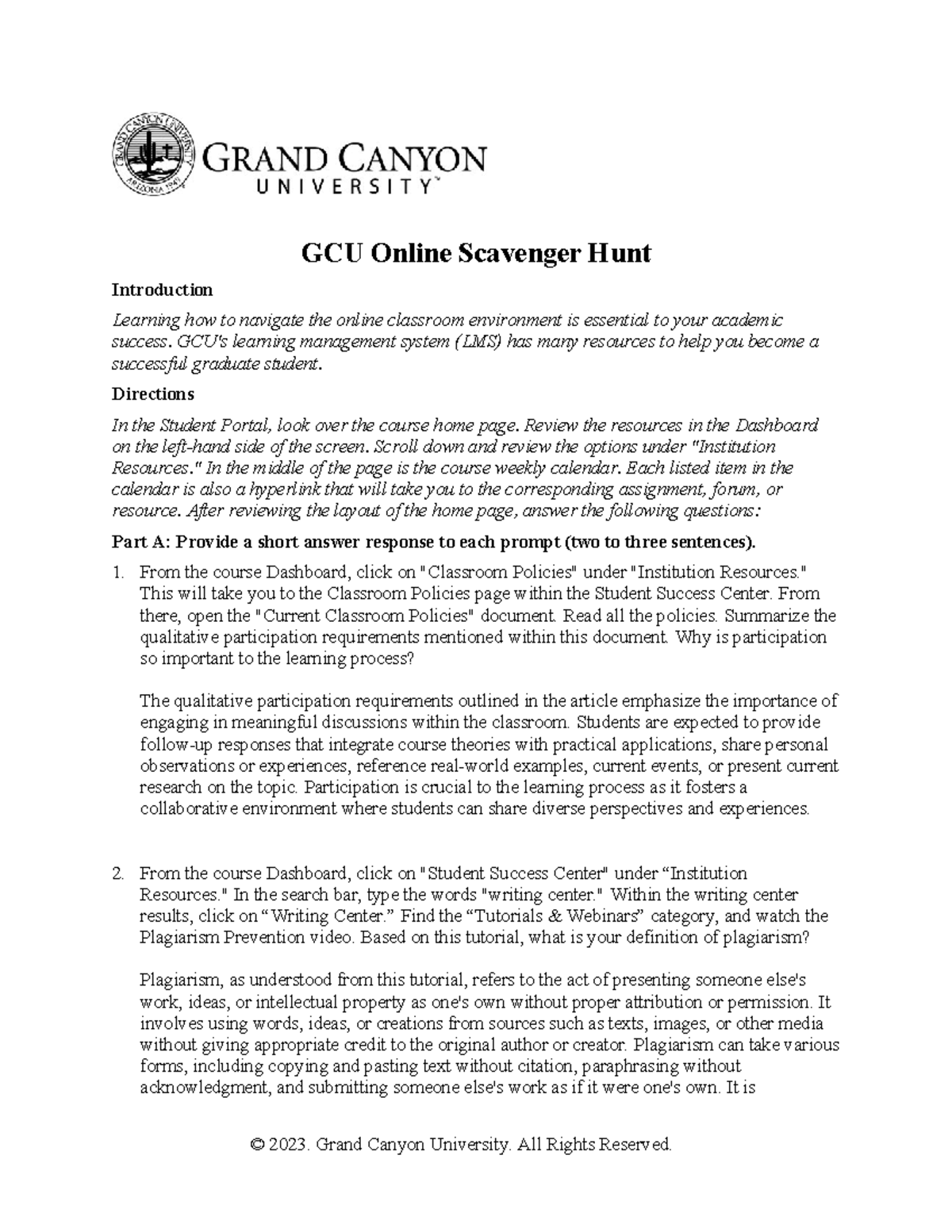 Online Scavenger Hunt - GCU Online Scavenger Hunt Introduction Learning ...