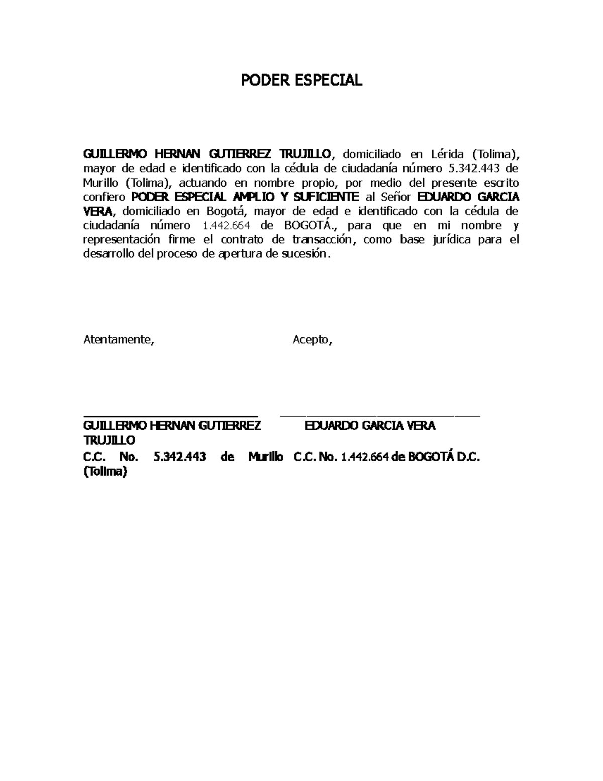 Poder Especial Guillermo Osorio - PODER ESPECIAL GUILLERMO HERNAN ...