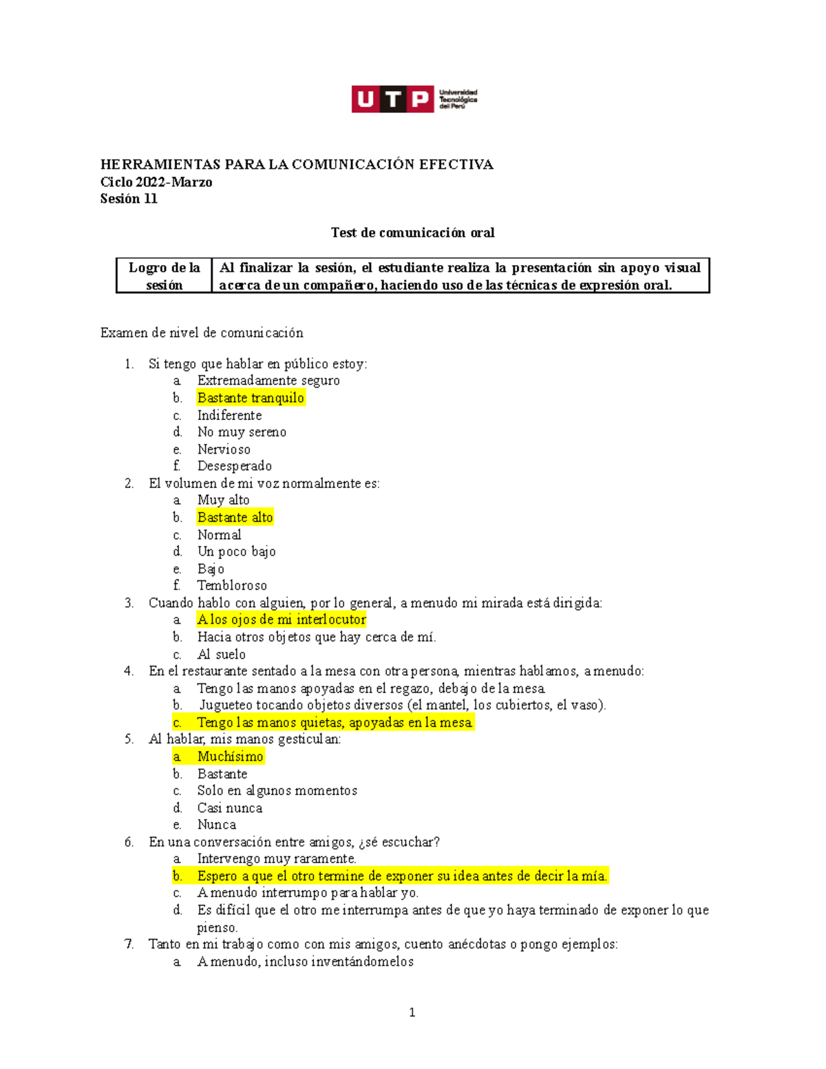 Test de comunicación de redaccion y textos - ciclo I - HERRAMIENTAS ...