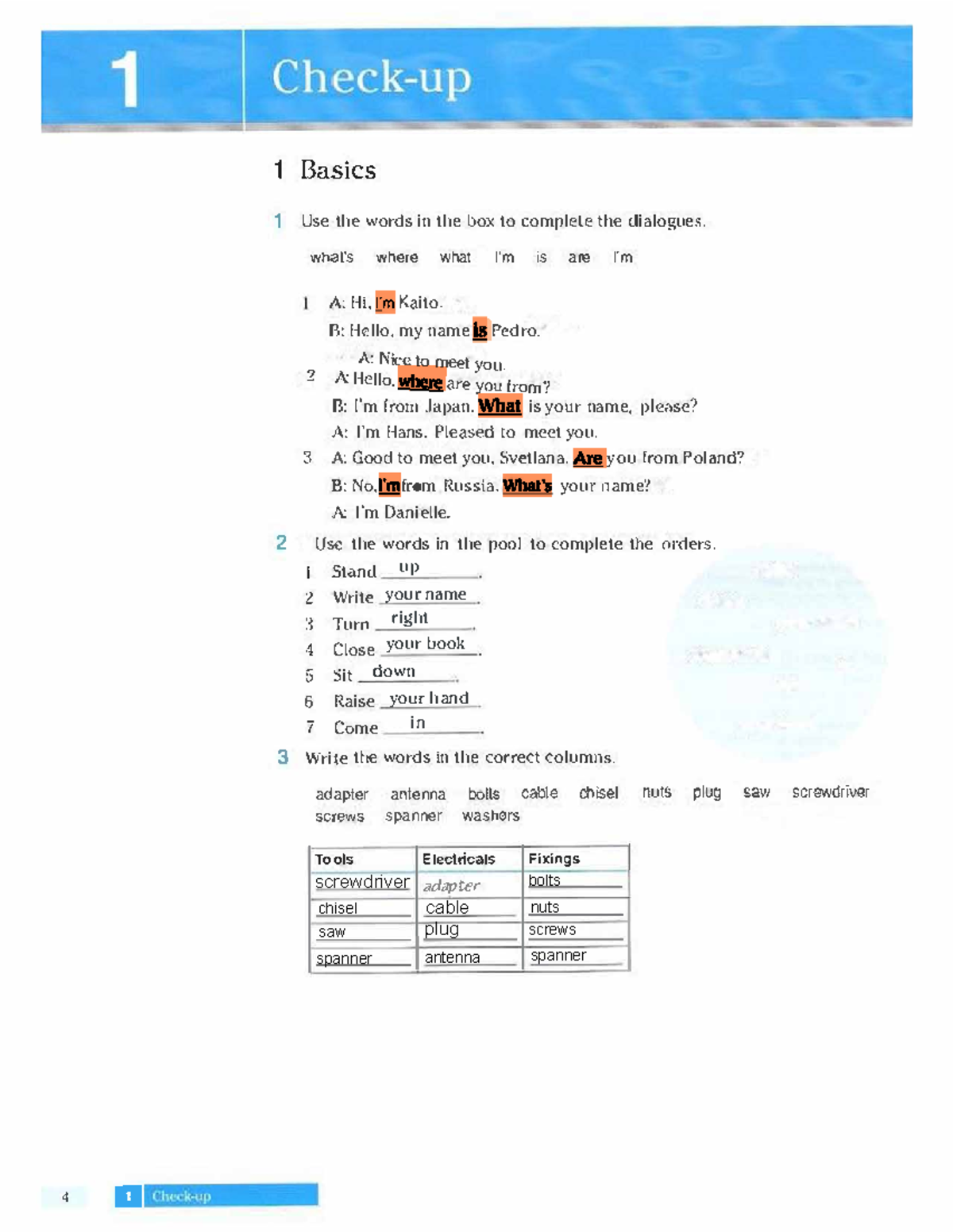 Tareas Semana September 16 - 23 - 4 II 1 Basics 1 Use the words in the ...