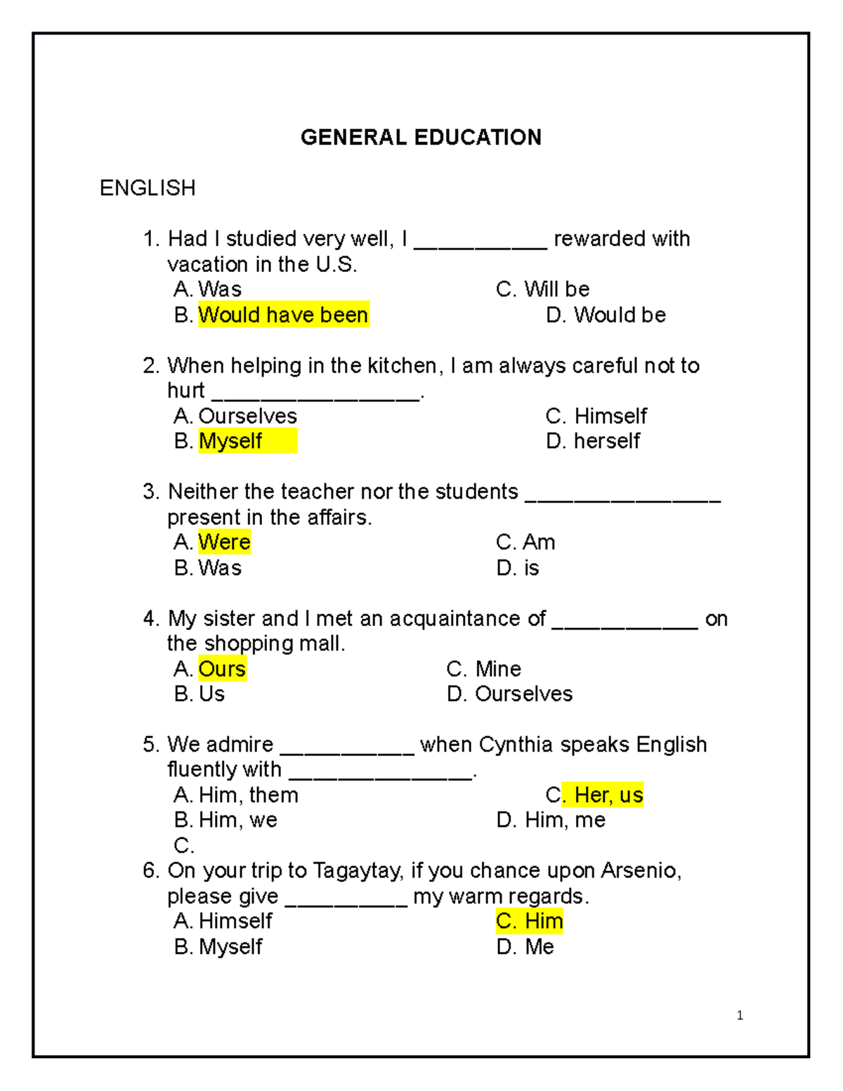 GENERAL EDUCATION LICENSURE EXAMINATION FOR TEACHERS - GENERAL ...