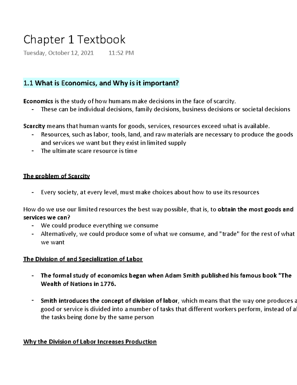 Chapter 1 Textbook - Notes - ECON 111 - U of S - Studocu