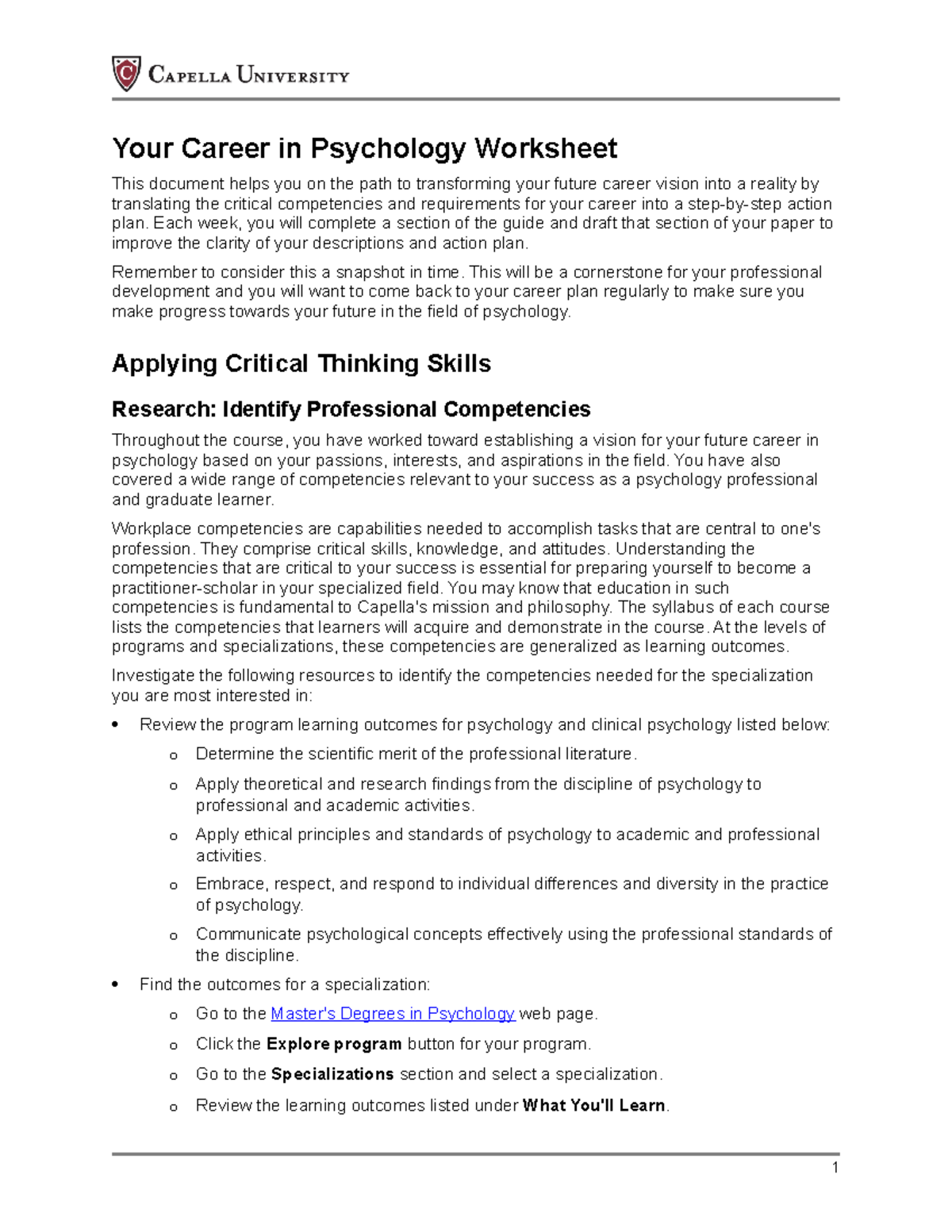 Cf u09a1 worksheet yourcareer - Your Career in Psychology Worksheet ...