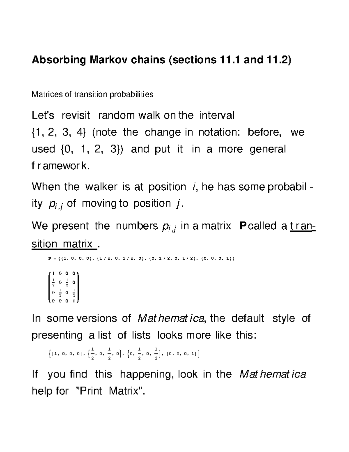 Lec03 Absorbing Markov chains (sections 11.1 and 11 - Absorbing Markov ...