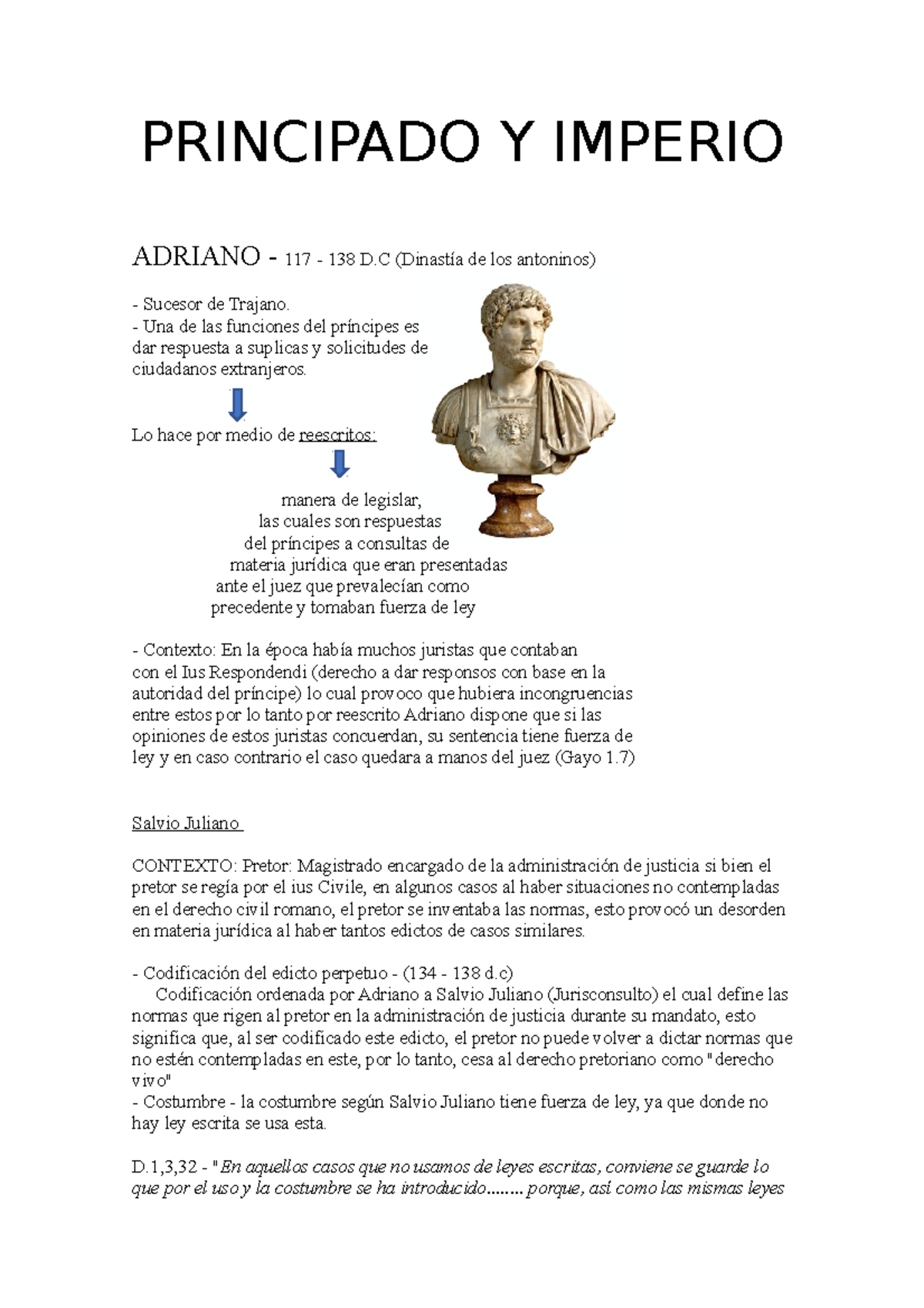 Romano parcial parte 1 - PRINCIPADO Y IMPERIO ADRIANO - 117 - 138 D ...