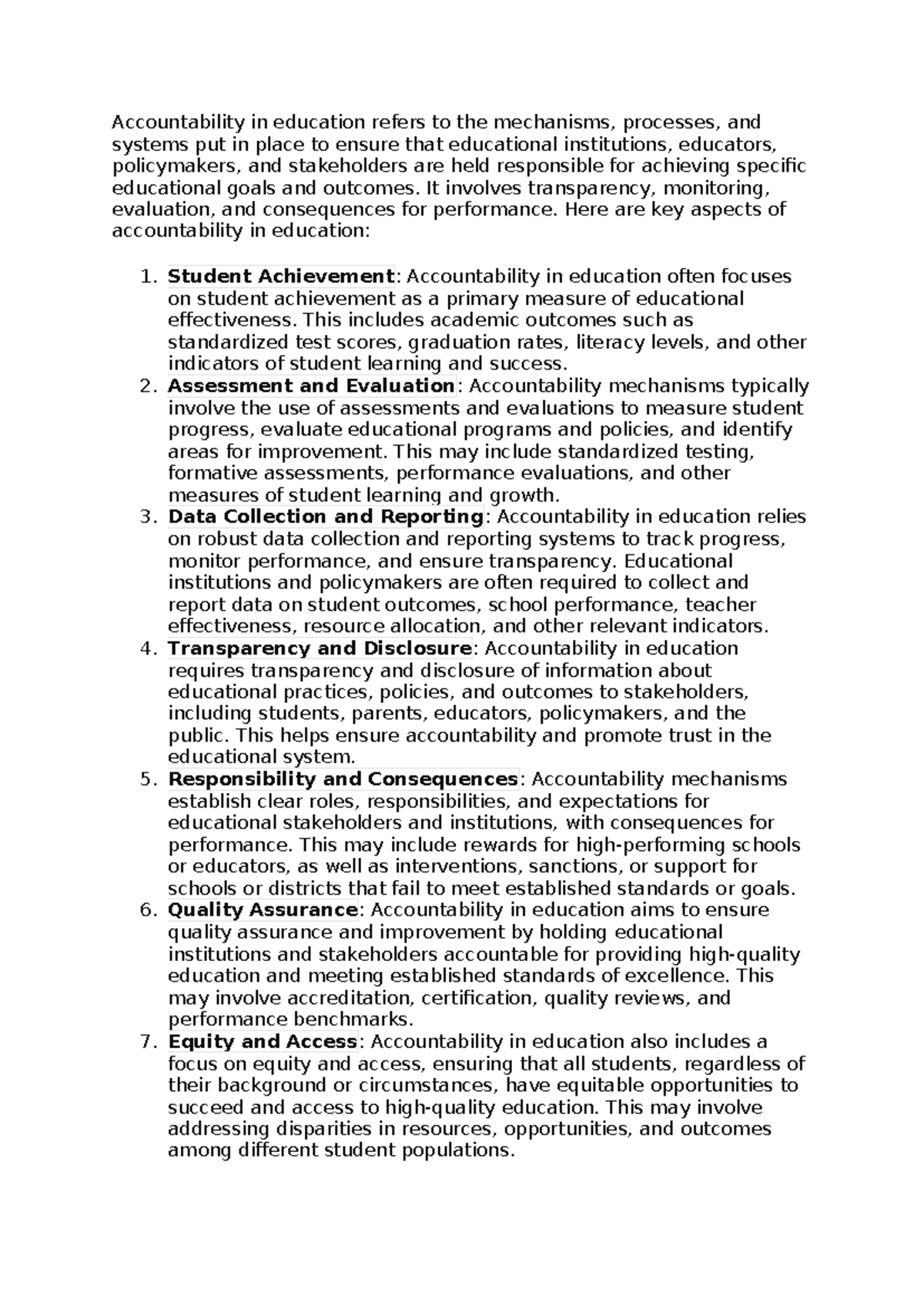 Accountability in education - It involves transparency, monitoring ...