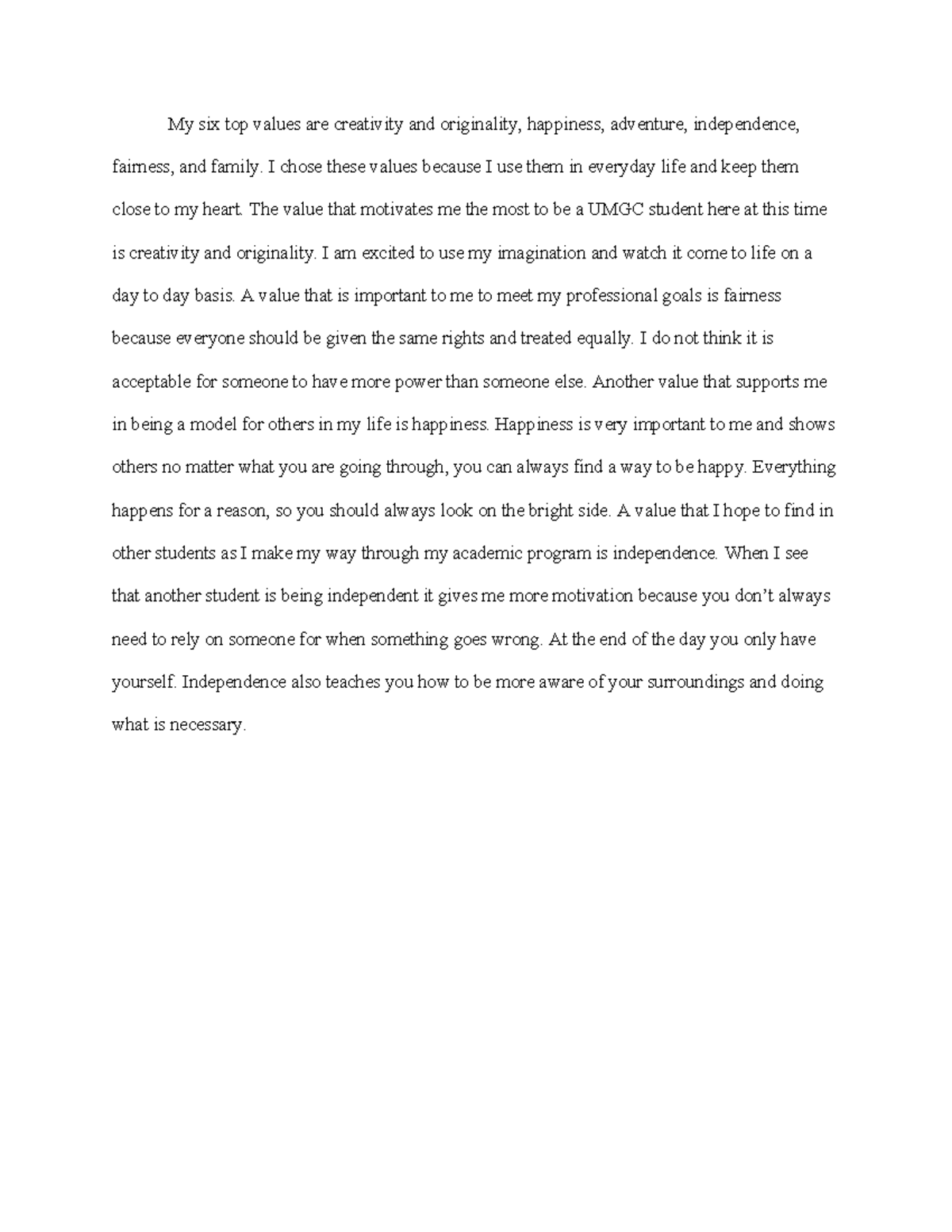 Clarifying Your Values - My six top values are creativity and ...