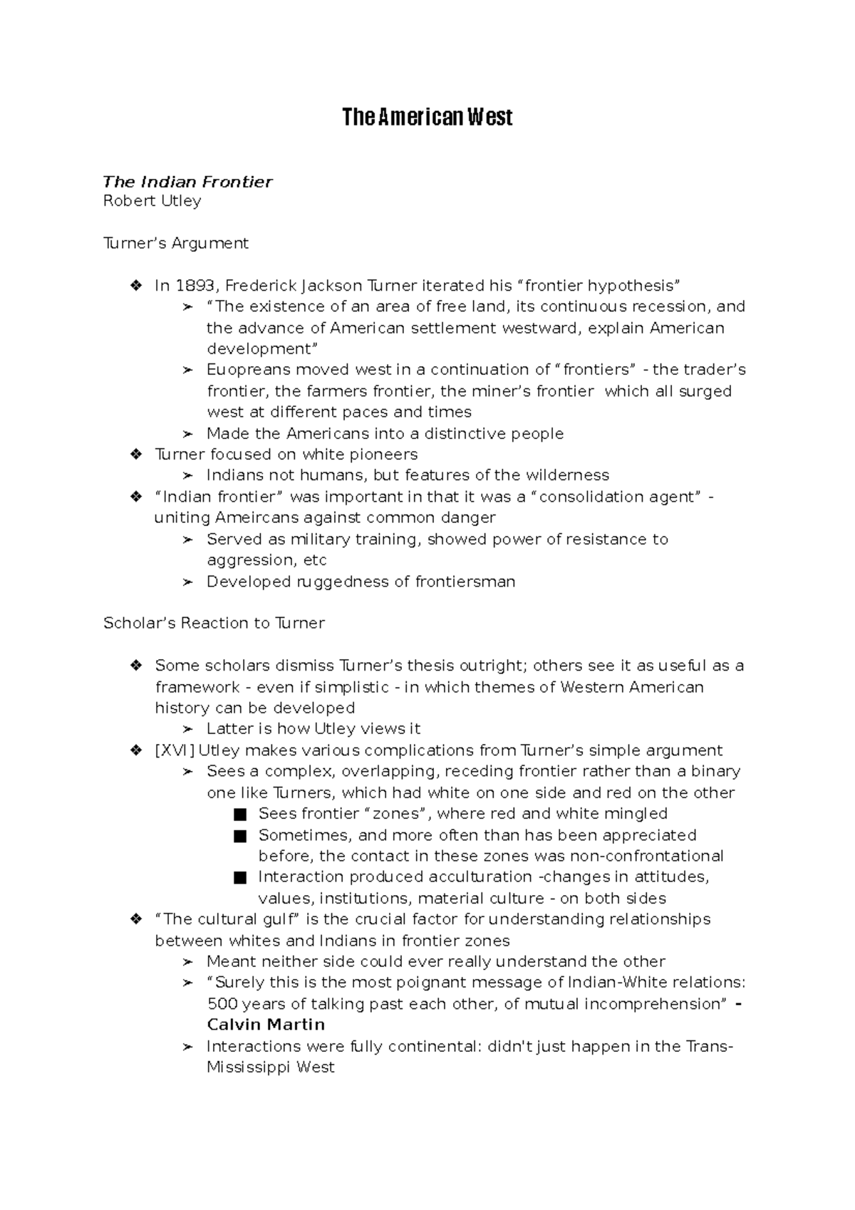 The American West - Revision notes - The American West The Indian ...