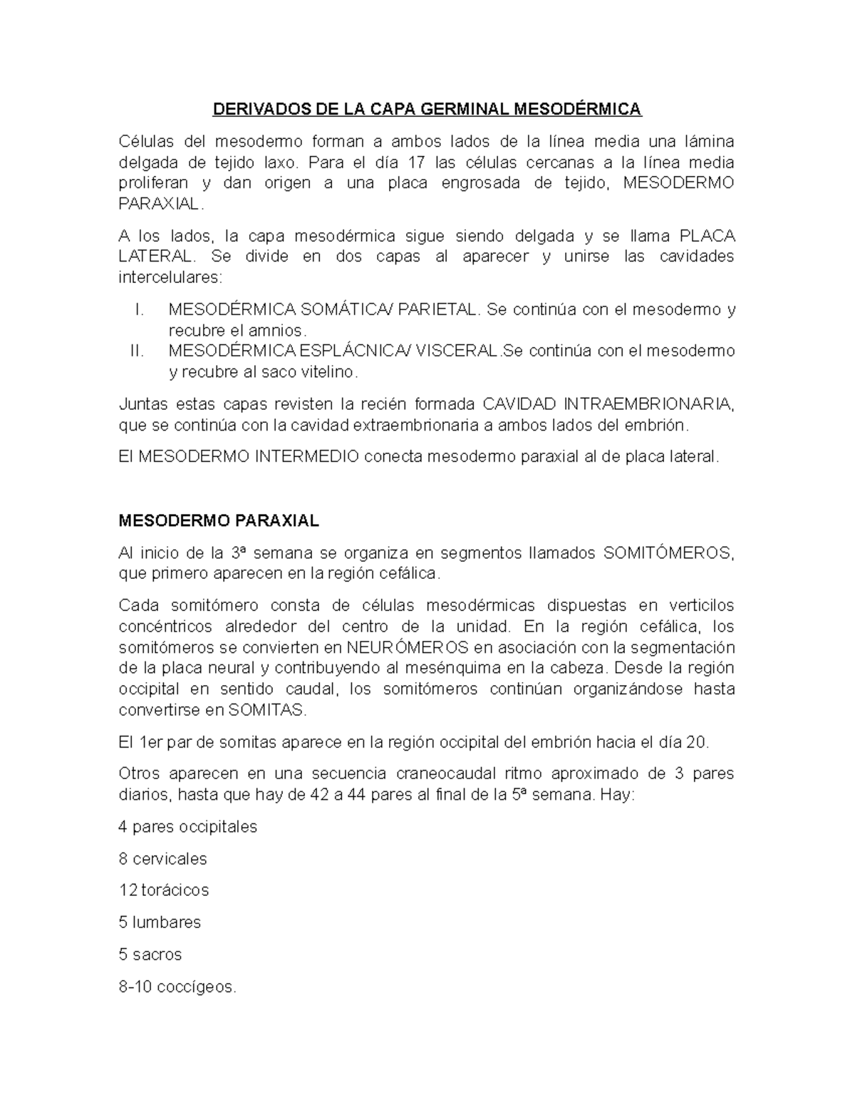 ULT Embrio Informe MESO- Endodermo - DERIVADOS DE LA CAPA GERMINAL ...