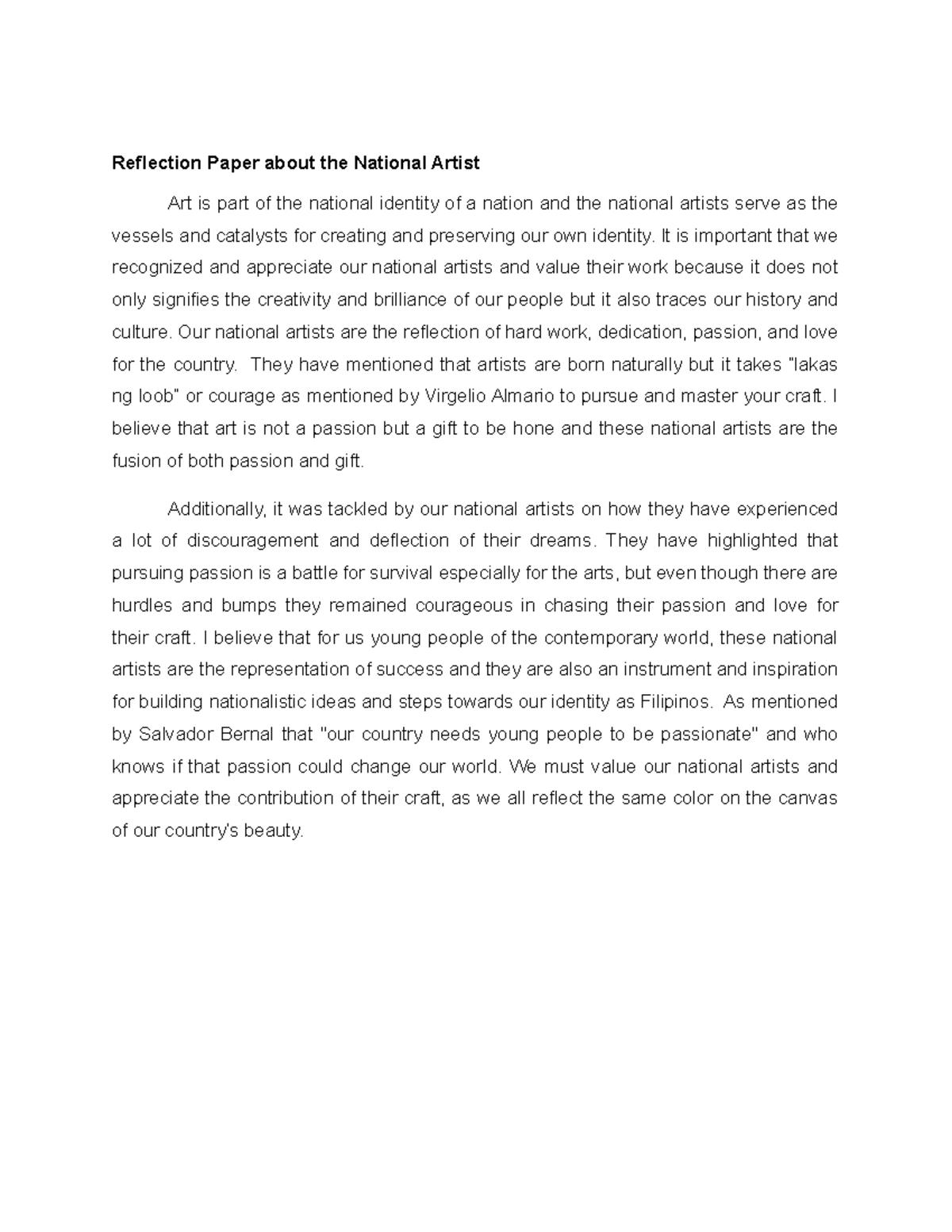 Reflection Paper - The Philippines bestows the Order of National ...