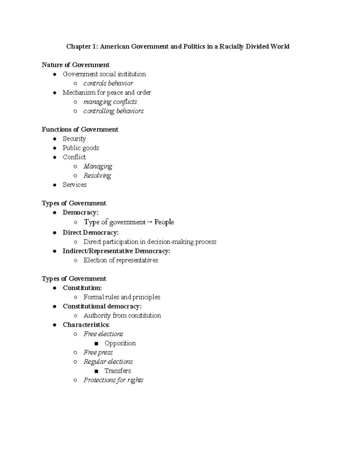 Chapter 1 American Government and Politics in a Racially Divided World ...