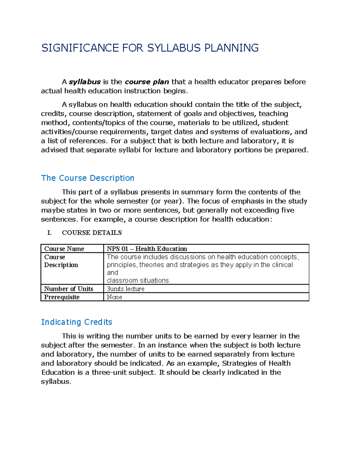 Syllabus-Planning - ambot oy, samok - SIGNIFICANCE FOR SYLLABUS ...