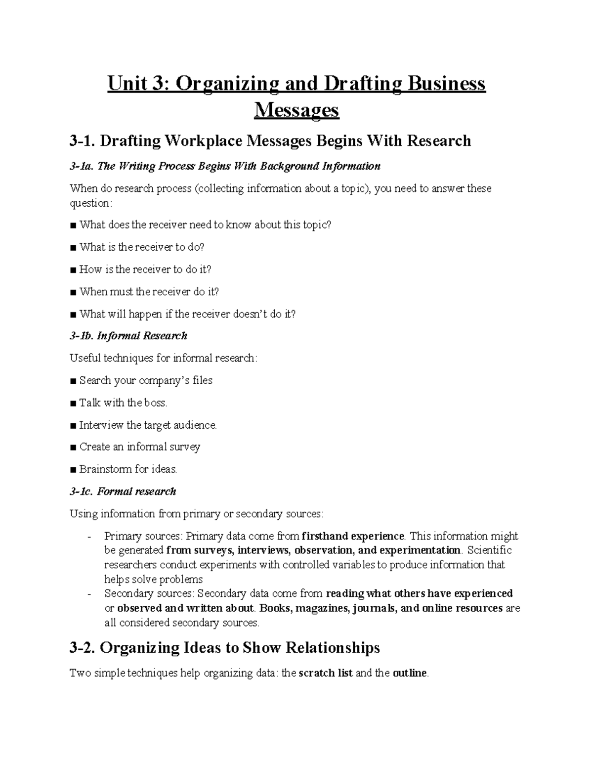Unit-3 - hay - Unit 3: Organizing and Drafting Business Messages 3-1 ...