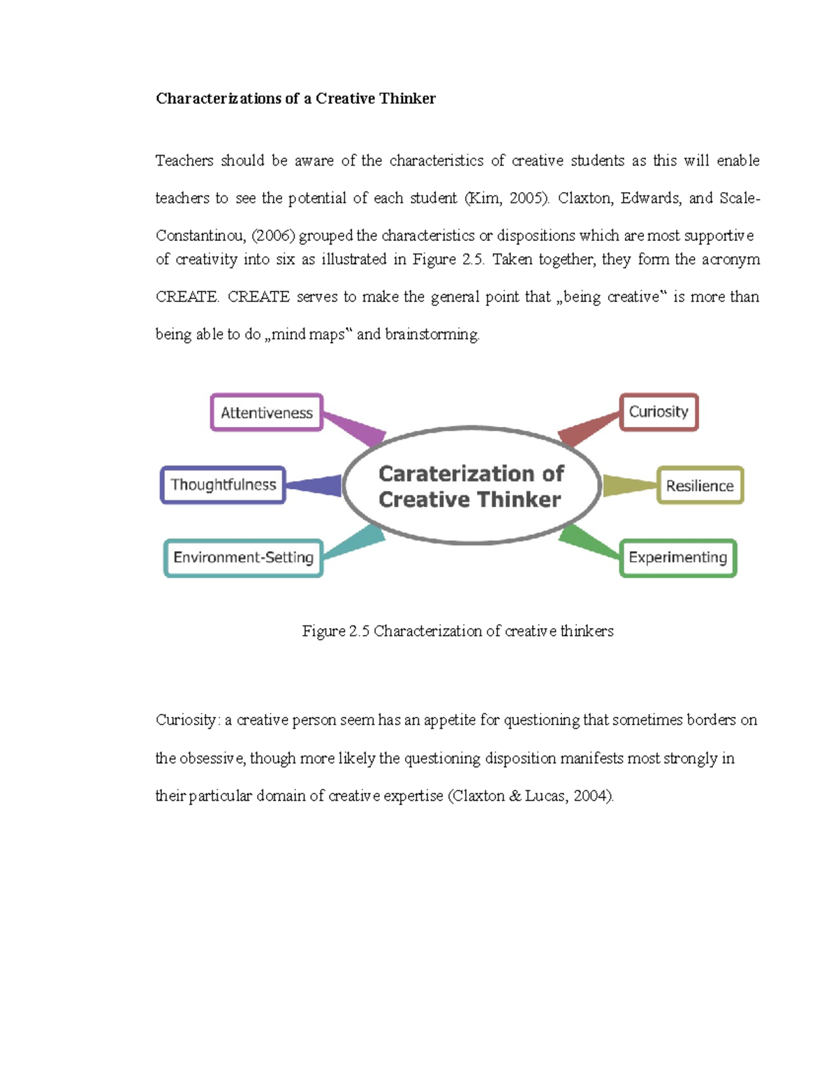 Characterizations of a Creative Thinker - Characterizations of a ...