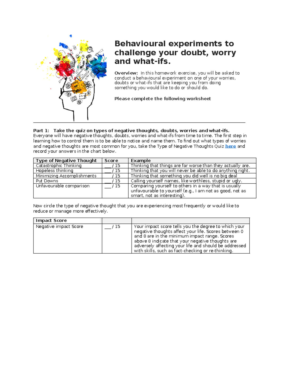 7 Behavioural Experiment 2023 Behavioural Experiments To Challenge