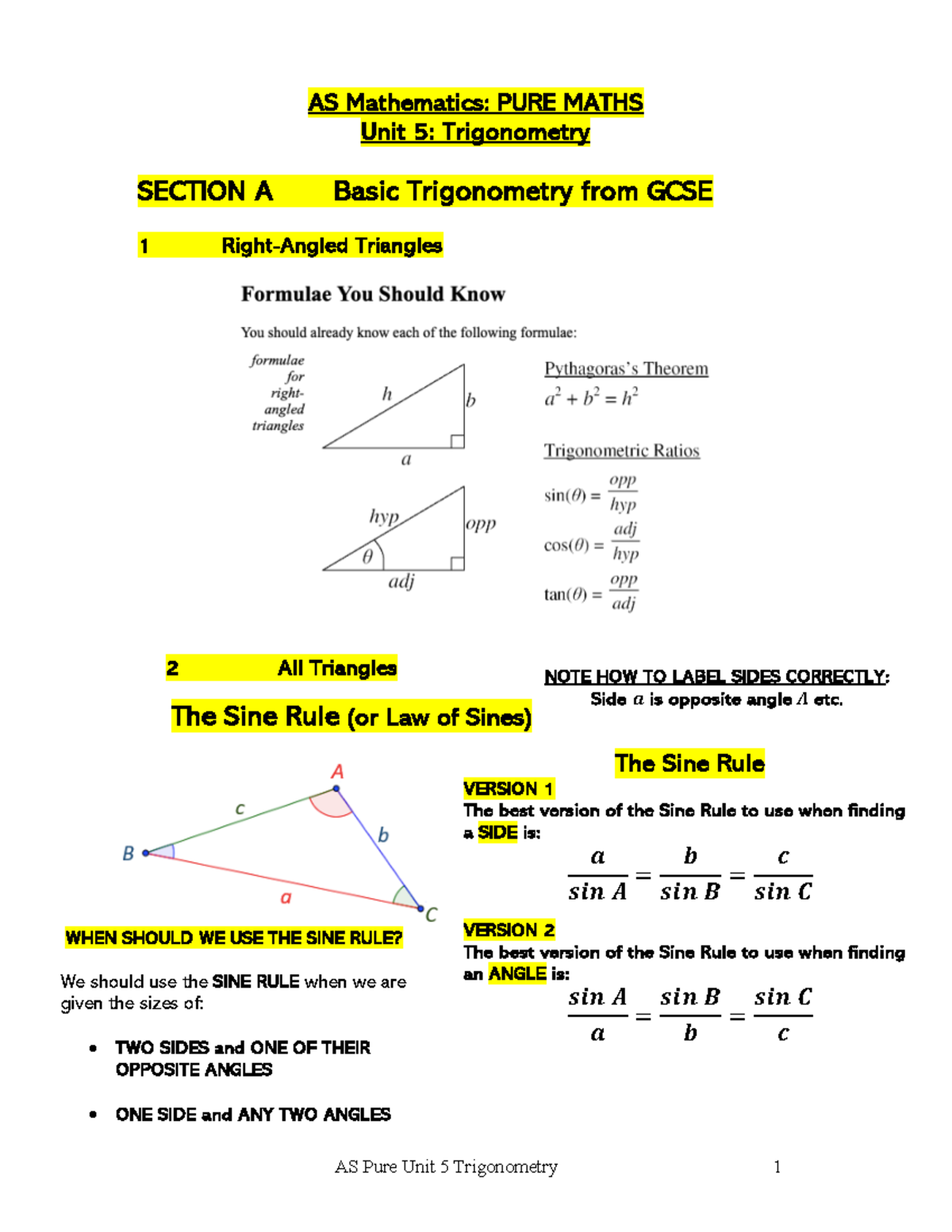 AS UNIT 5 TRIG - Revision, examples, new concepts - AS Mathematics ...