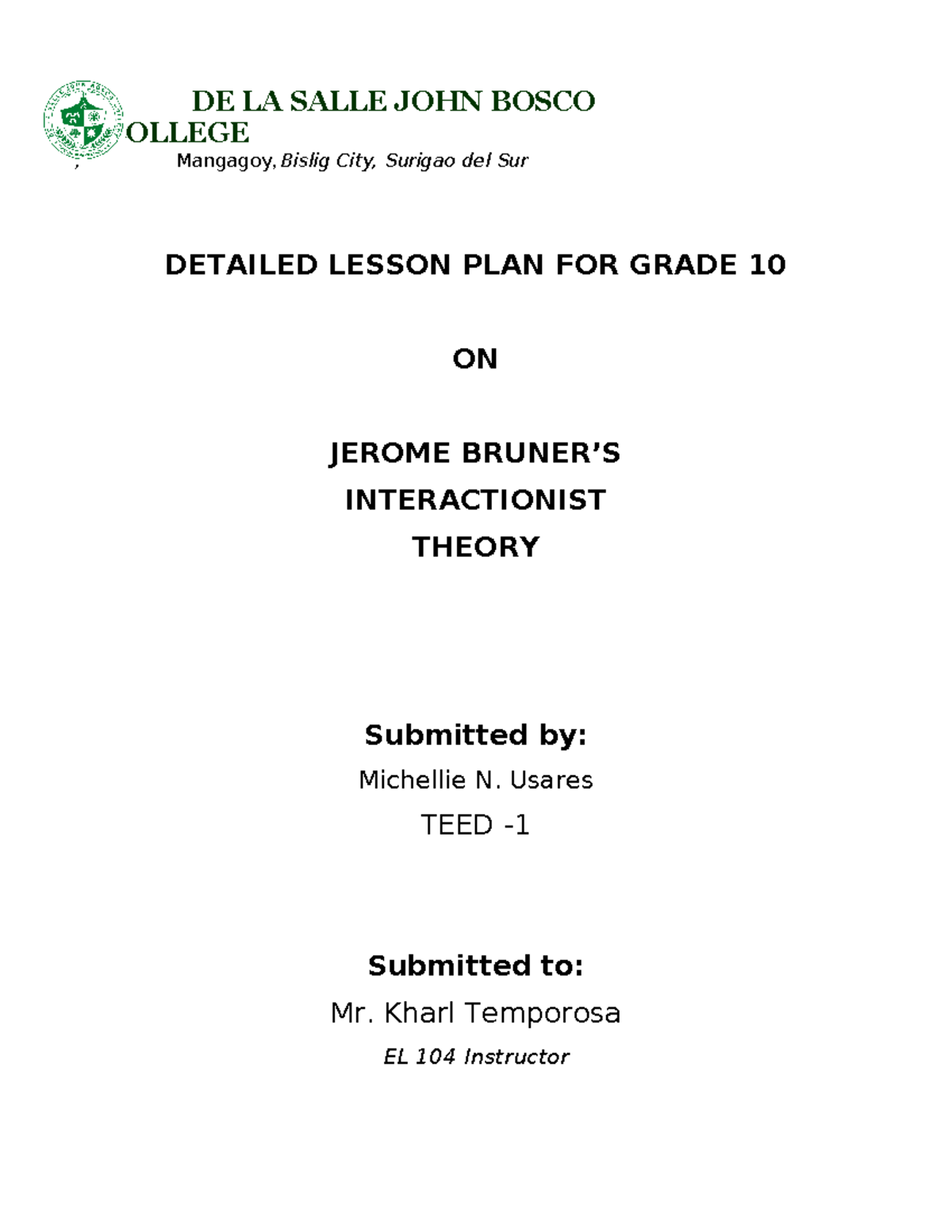Cover-page- Detailed- Lesson-PLAN-FOR- Grade-10 - Secondary Education ...