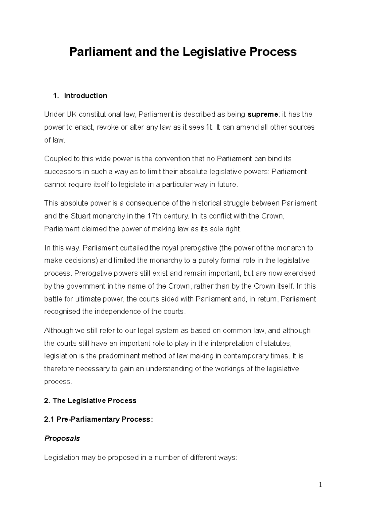 LSM Notes Week 6 Statutory Interpretation - Parliament and the ...