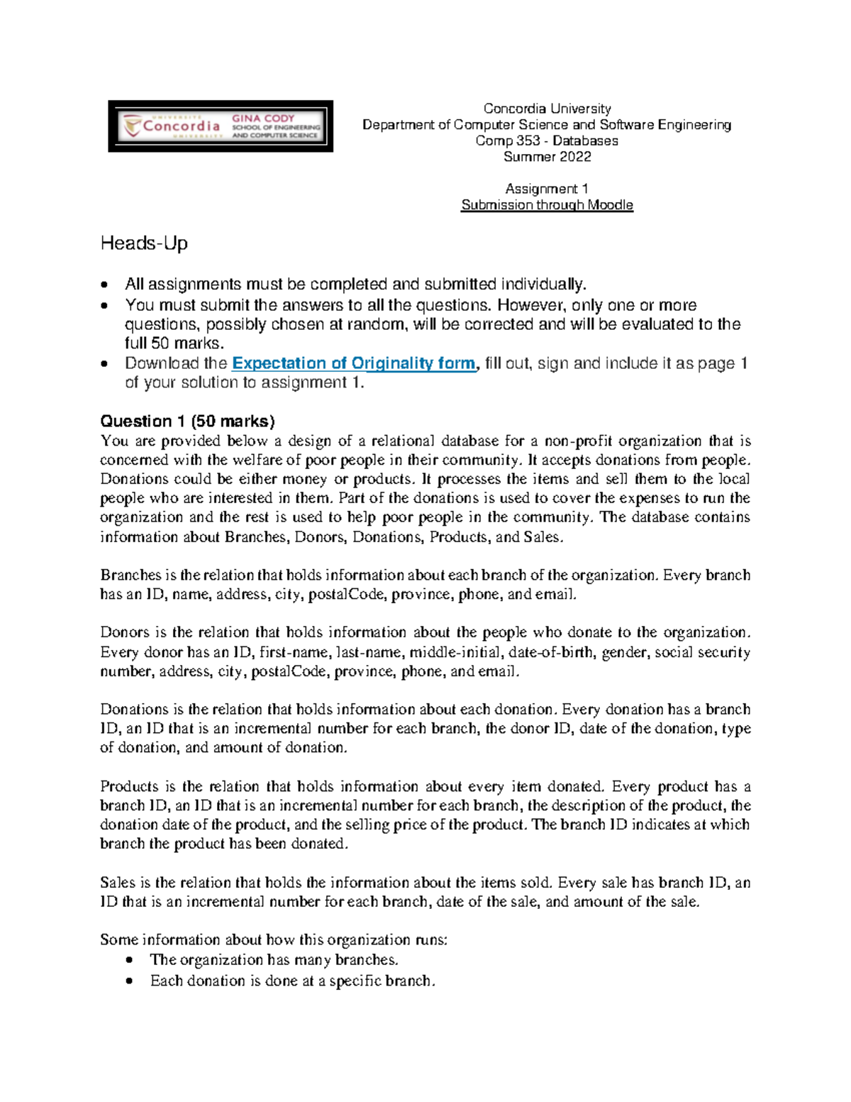 A1 - Questions - Concordia University Department of Computer Science ...