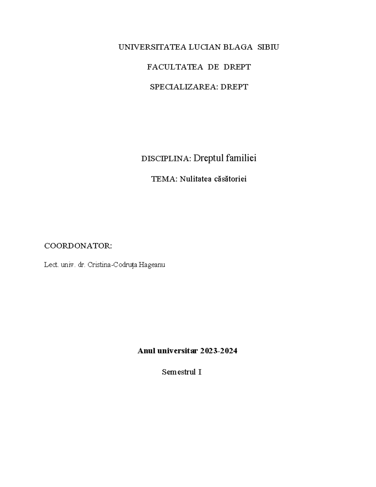 TC Dreptul familiei - Nulitatea casatoriei - UNIVERSITATEA LUCIAN BLAGA ...