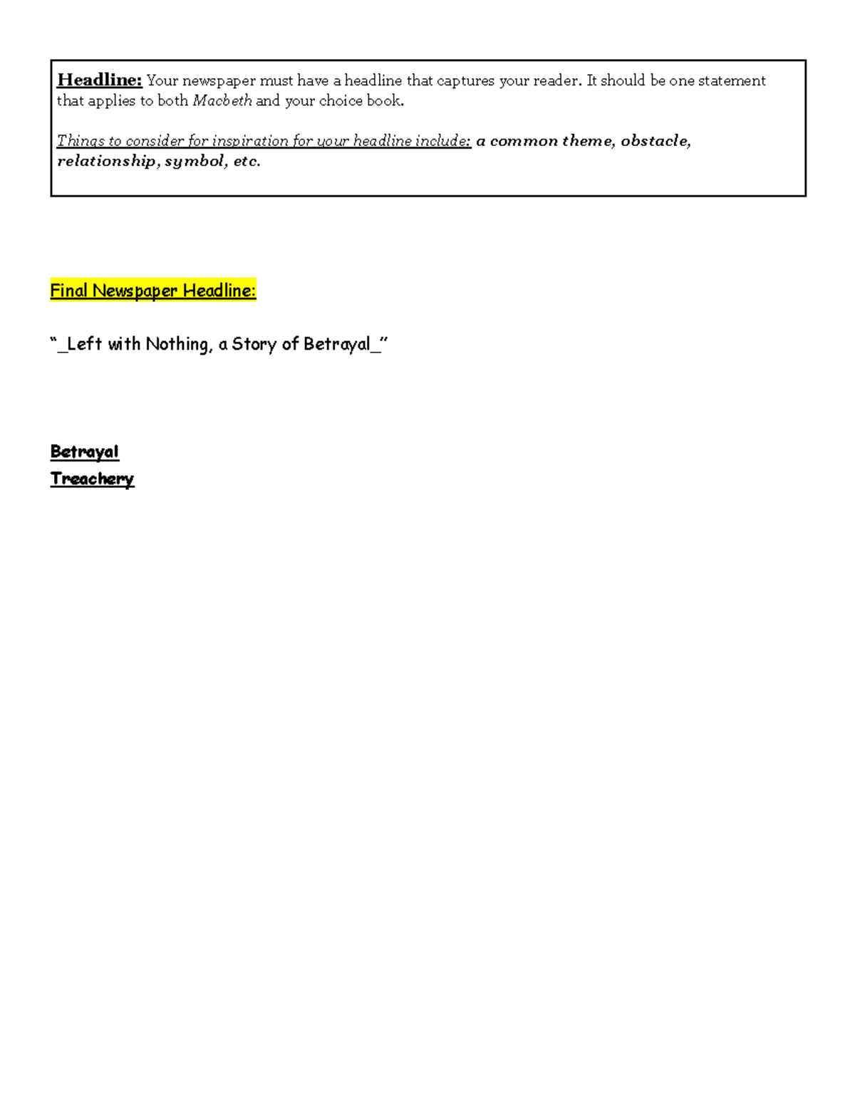 Copy of Final Exam Headline Directions - HIST-A315 - Headline: Your ...