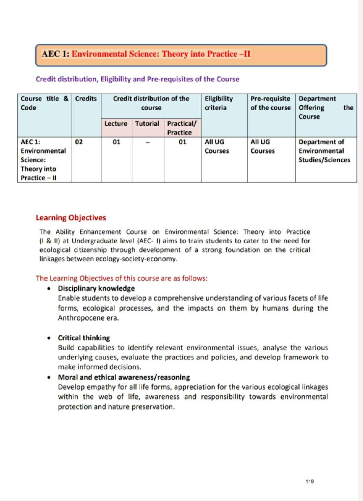 EVS year 2 syllabus - EVS 201 - Studocu