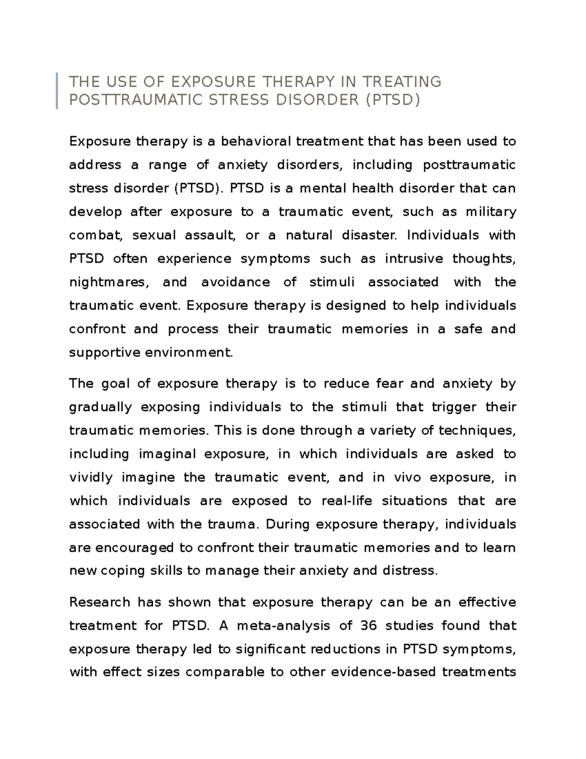 Exposure Therapy Examples