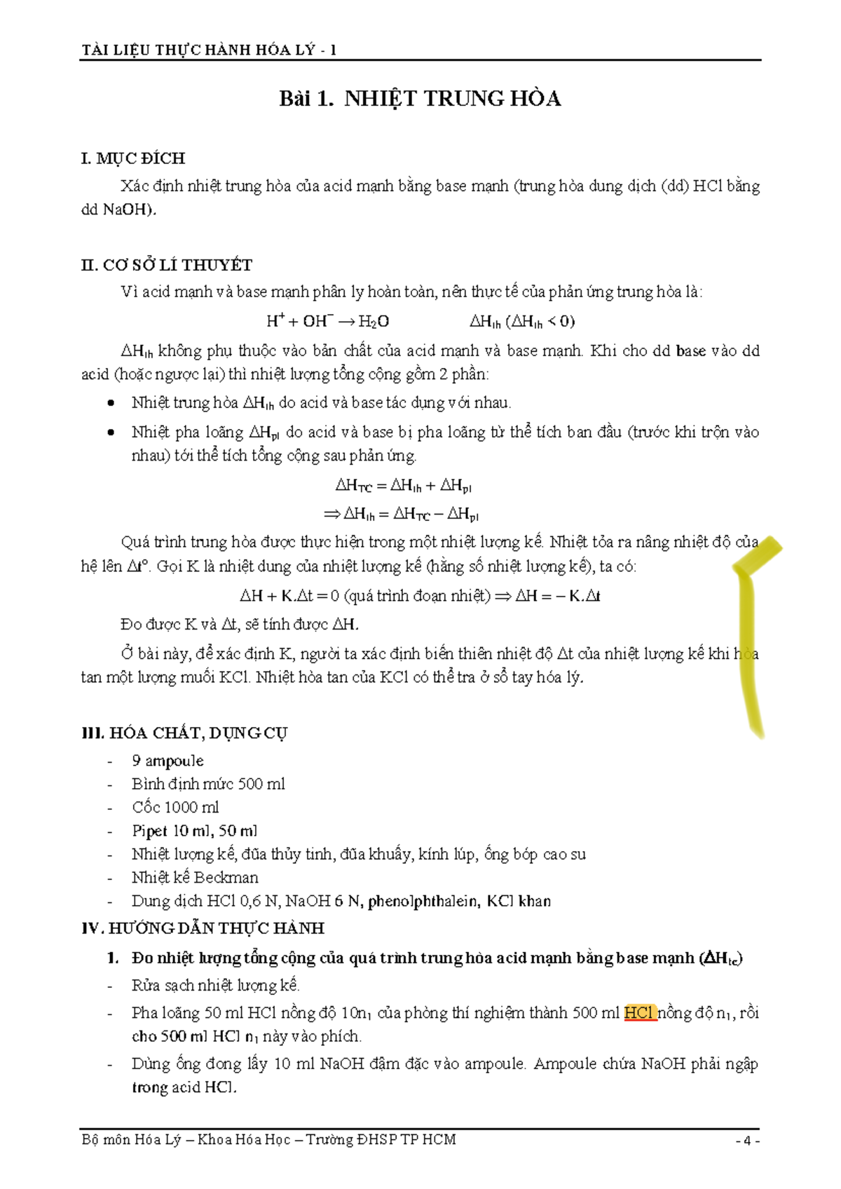 THHL 1 update 9 3 - Dhbfhdb - 1. NHIỆT T UN H A I C CH c nh nhi t trung h a c a aci m nh ng as m ...