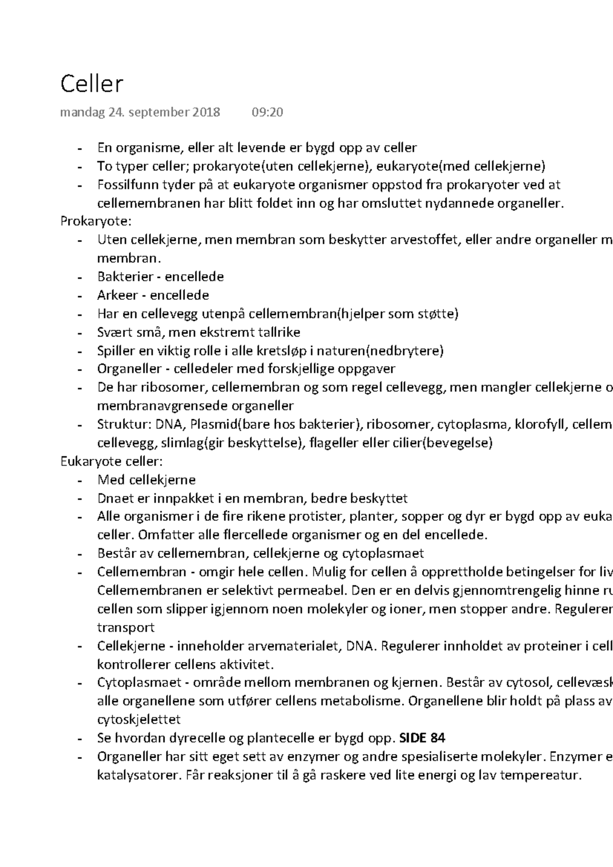 Celler - Notater fra Bios1 - Warning: TT: undefined function: 32 Warning: TT: undefined function ...