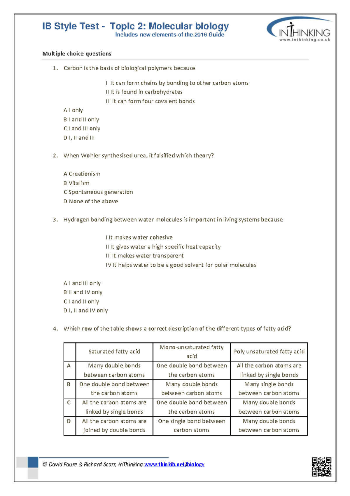 02 biochemicals test new elements qns - IB Style Test - Topic 2 ...