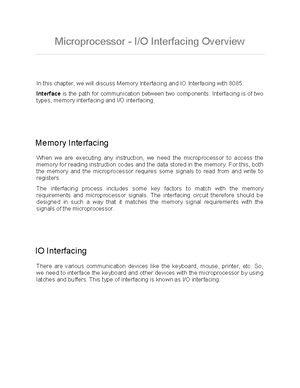 Memory Interfacing 8085 - Memory Interfacing in 8085 Memory is an integral part of a ...
