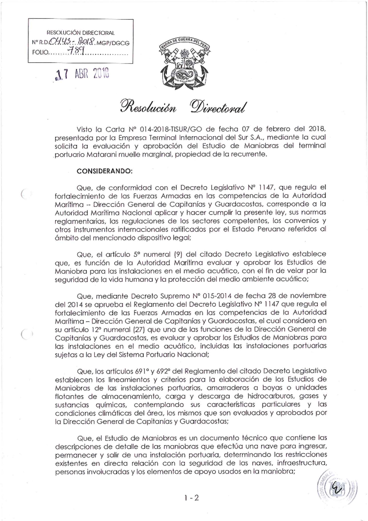 Estudio de maniobras 2018 muelle marginal y resolucion - 8 FEBRERO 2018 ...