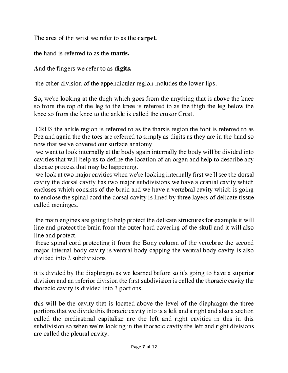 BIOD 151 Lab1 Notes 7 - Experiment 1: Introduction to Anatomy and ...