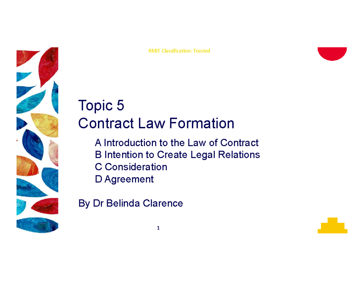 Formation of Contract (I&C)(for students)(pdf) - Topic 5 Contract Law ...