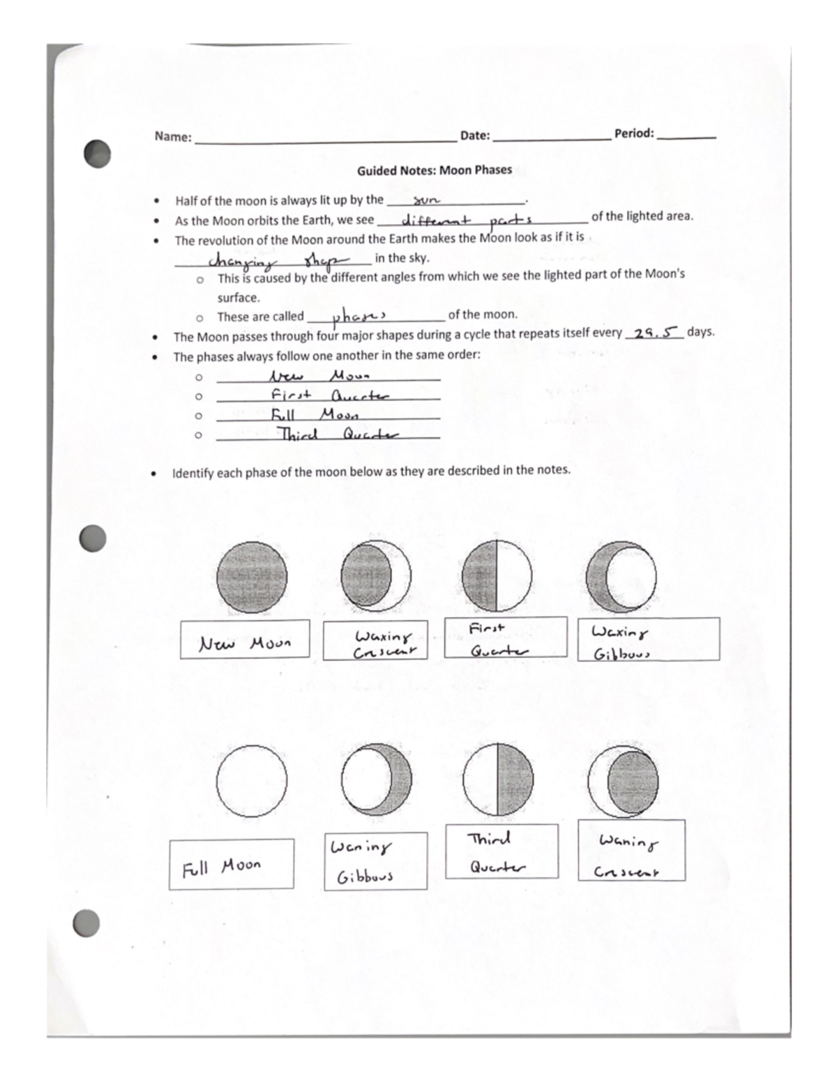 Moon Phases Assignment - Studocu