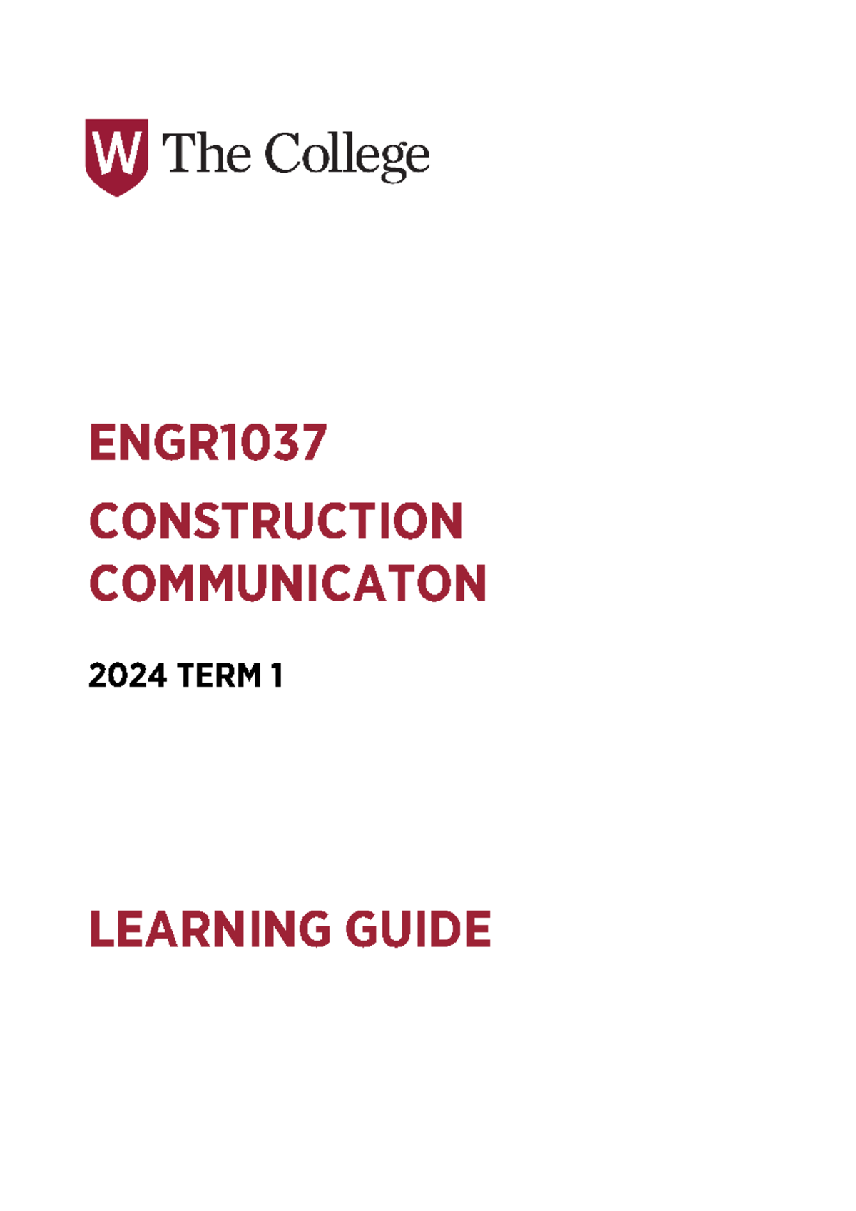 ENGR1037 Construction Communication 2024.1 LG v1 - ENGR CONSTRUCTION ...